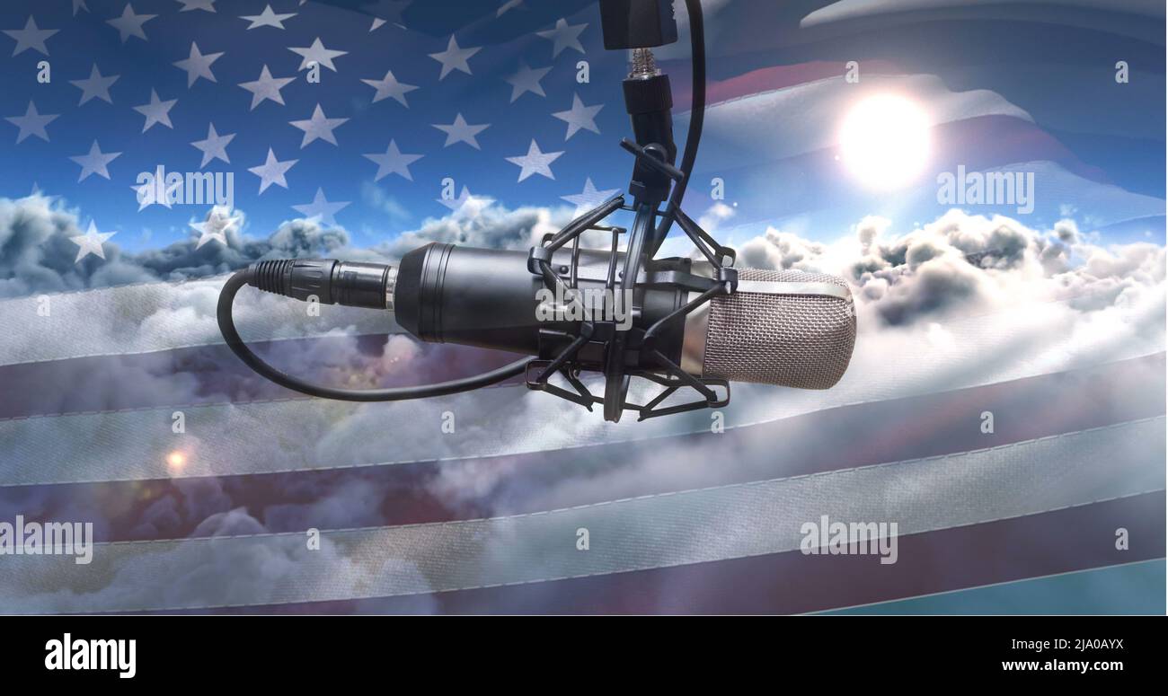 American flag with microphone Stock Photo - Alamy
