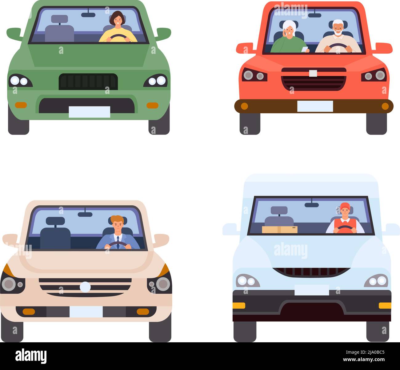 People in cars front view, collection of vehicles Stock Vector Image ...