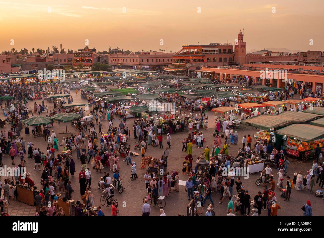 People and tourists in Jemaa El Fna Square in Marrakech, Morocco Stock ...