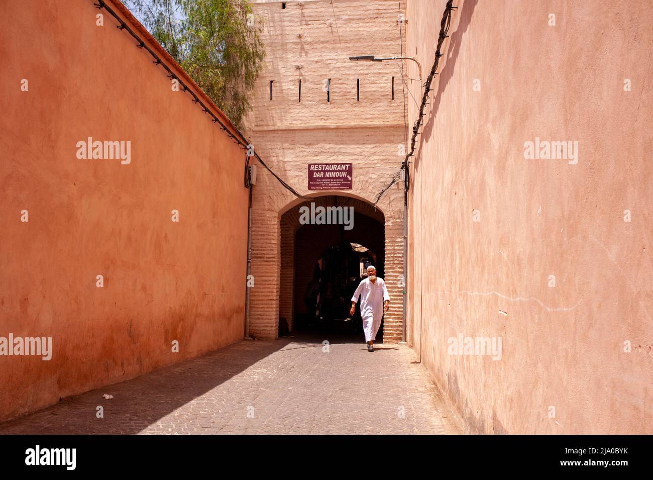 Daily life scene in the traditional Medina and zoco streets of ...