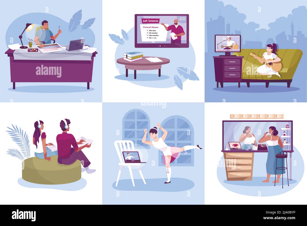 Hobby online set of square compositions with flat human characters ...