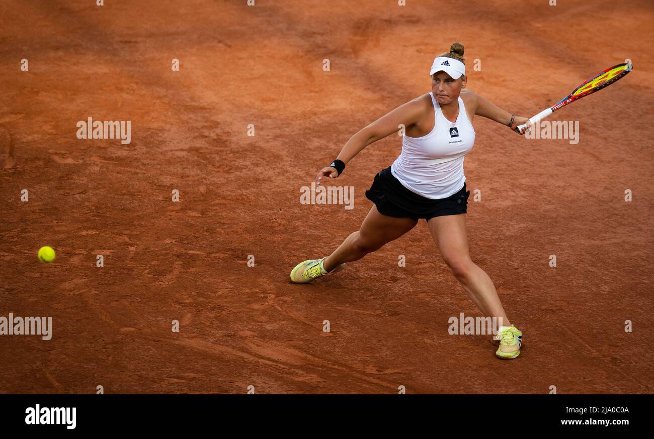 Nastasja Schunk of Germany in action against Simona Halep of Romania ...