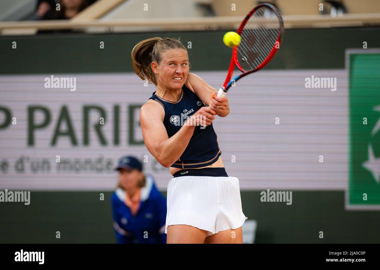 Fiona Ferro of France in action against Paula Badosa of Spain during ...