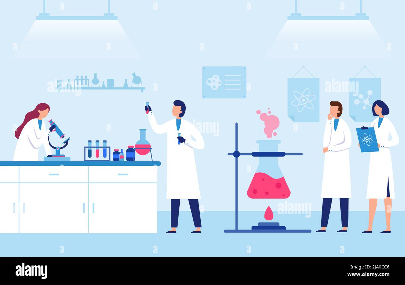 Scientists team work in laboratory with equipments Stock Vector Image ...