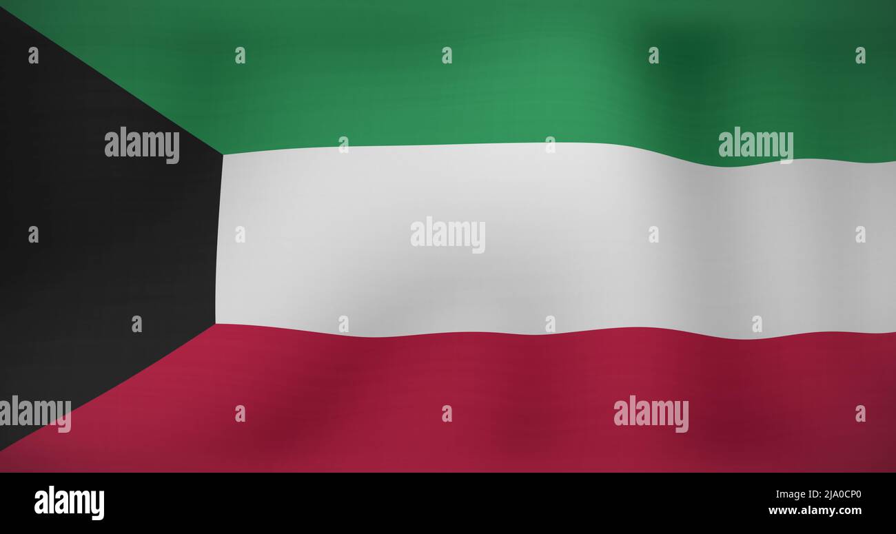 Image of waving flag of kuwait Stock Photo - Alamy