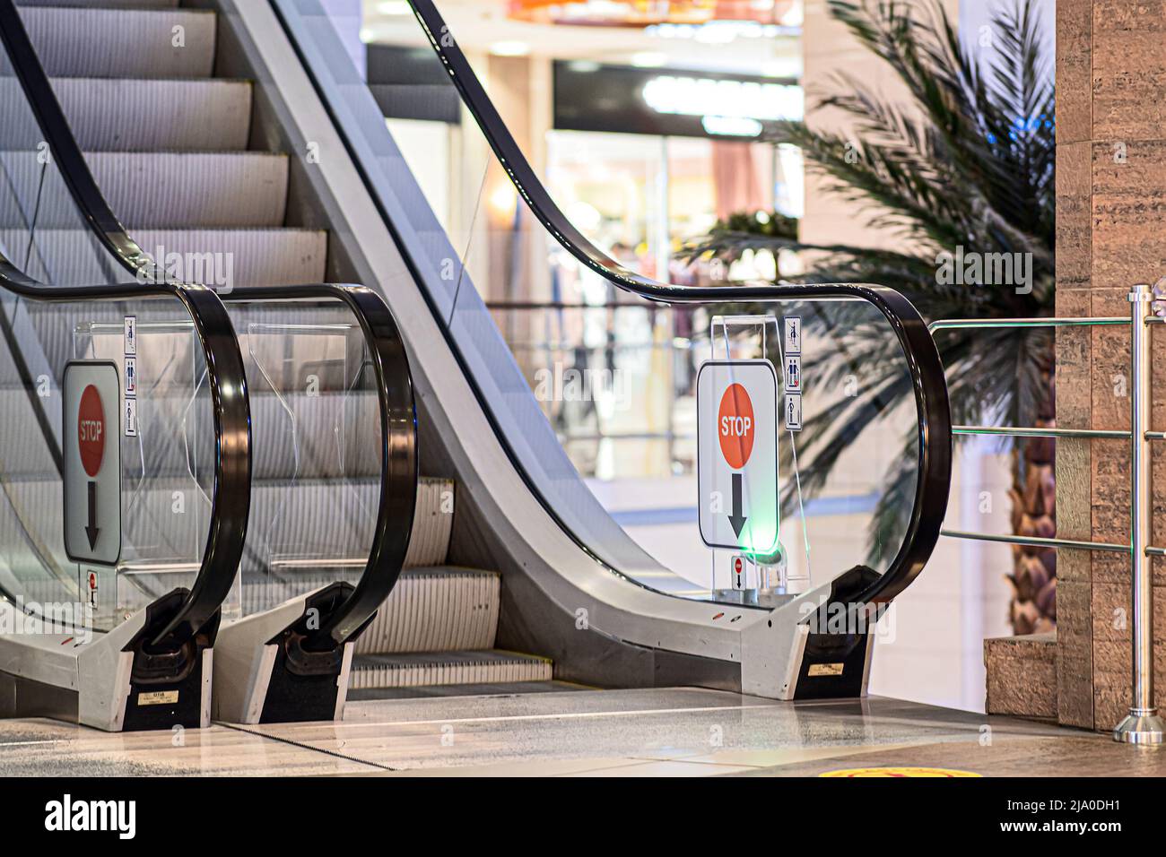 Modern luxury escalators with staircase at airport Stock Photo - Alamy