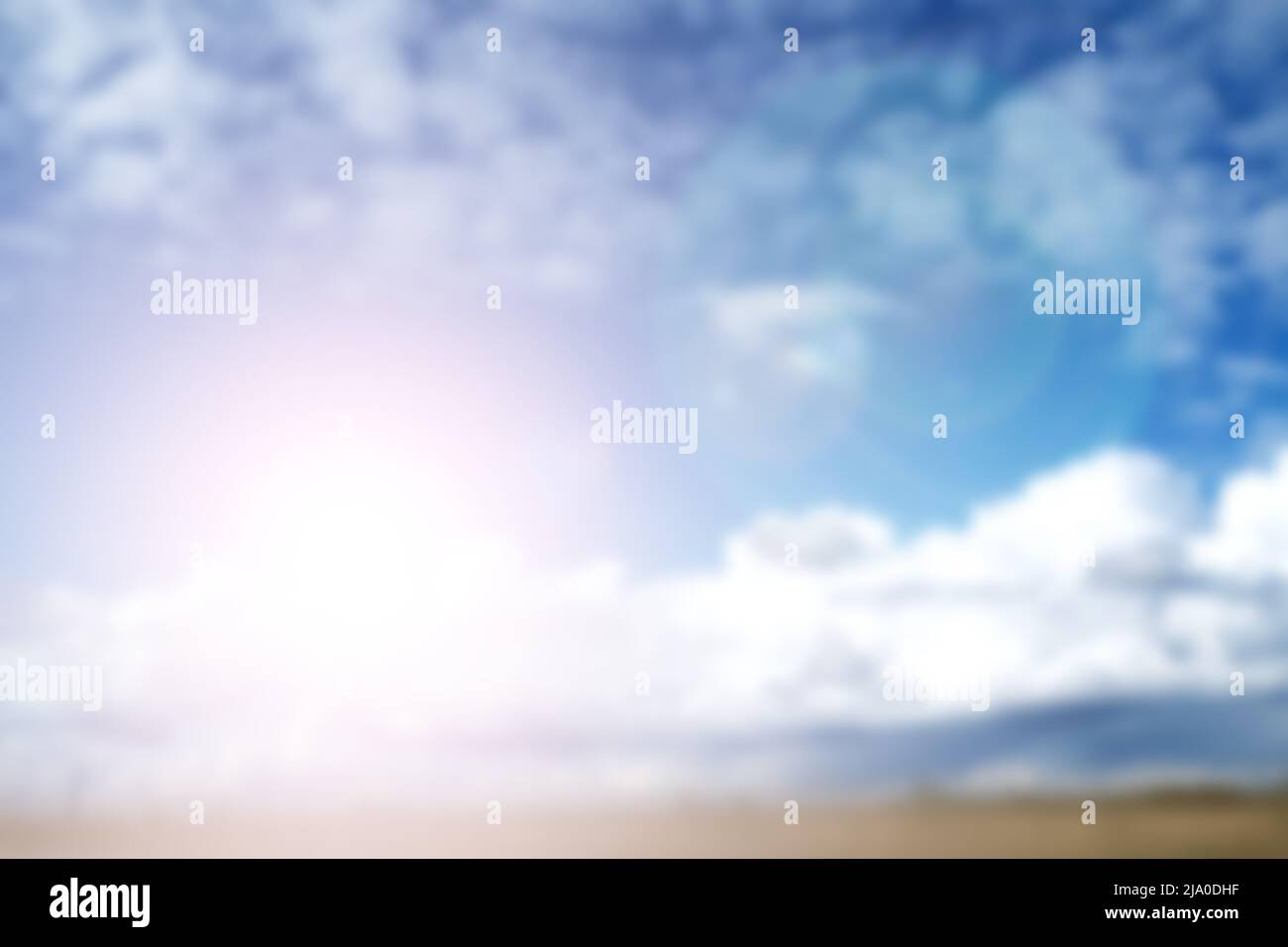 Abstract spring background of the setting sun. Green and red yellow ...