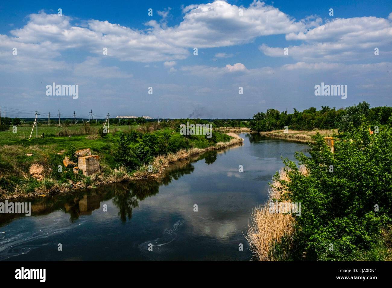 View of the frontline from a damaged bridge in Bakhmut Stock Photo - Alamy