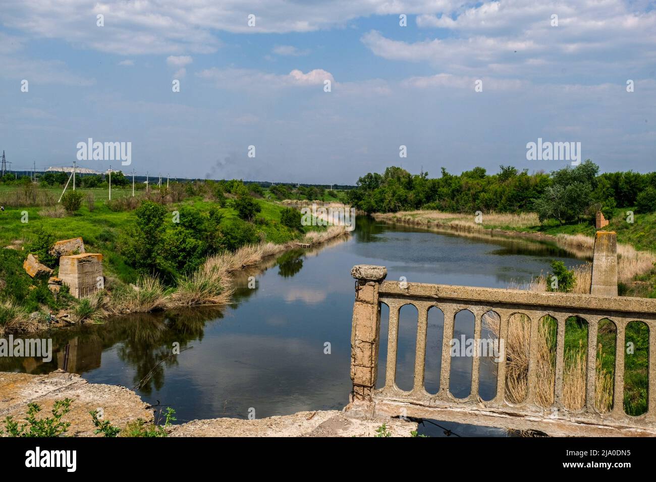 View of the frontline from a damaged bridge in Bakhmut Stock Photo - Alamy