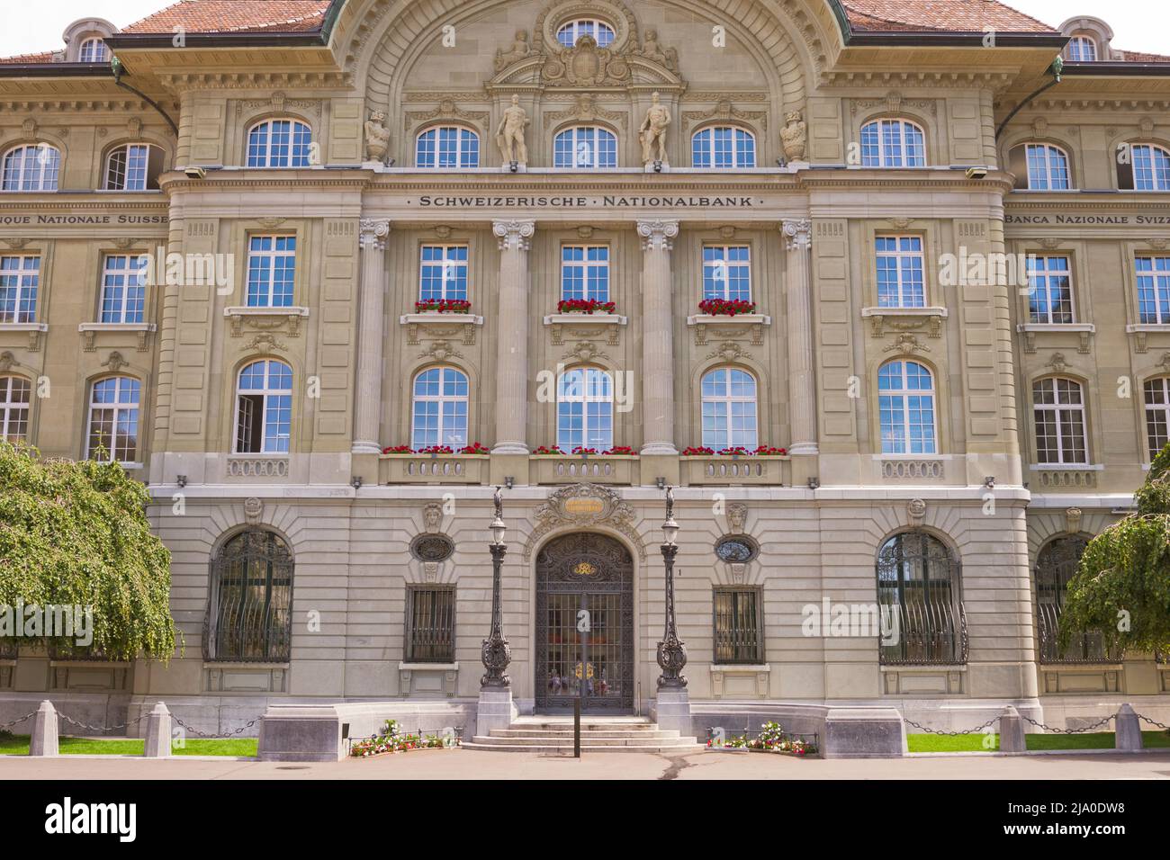 Bern, Switzerland - August 13, 2020: Facade of the headquarters of the ...