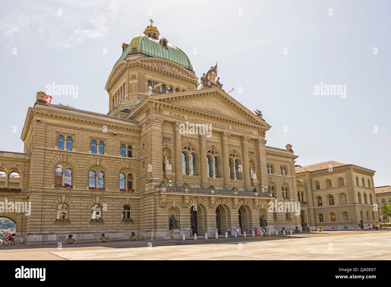 Bern, Switzerland, August 13, 2020: Facade of the Swiss parliament ...