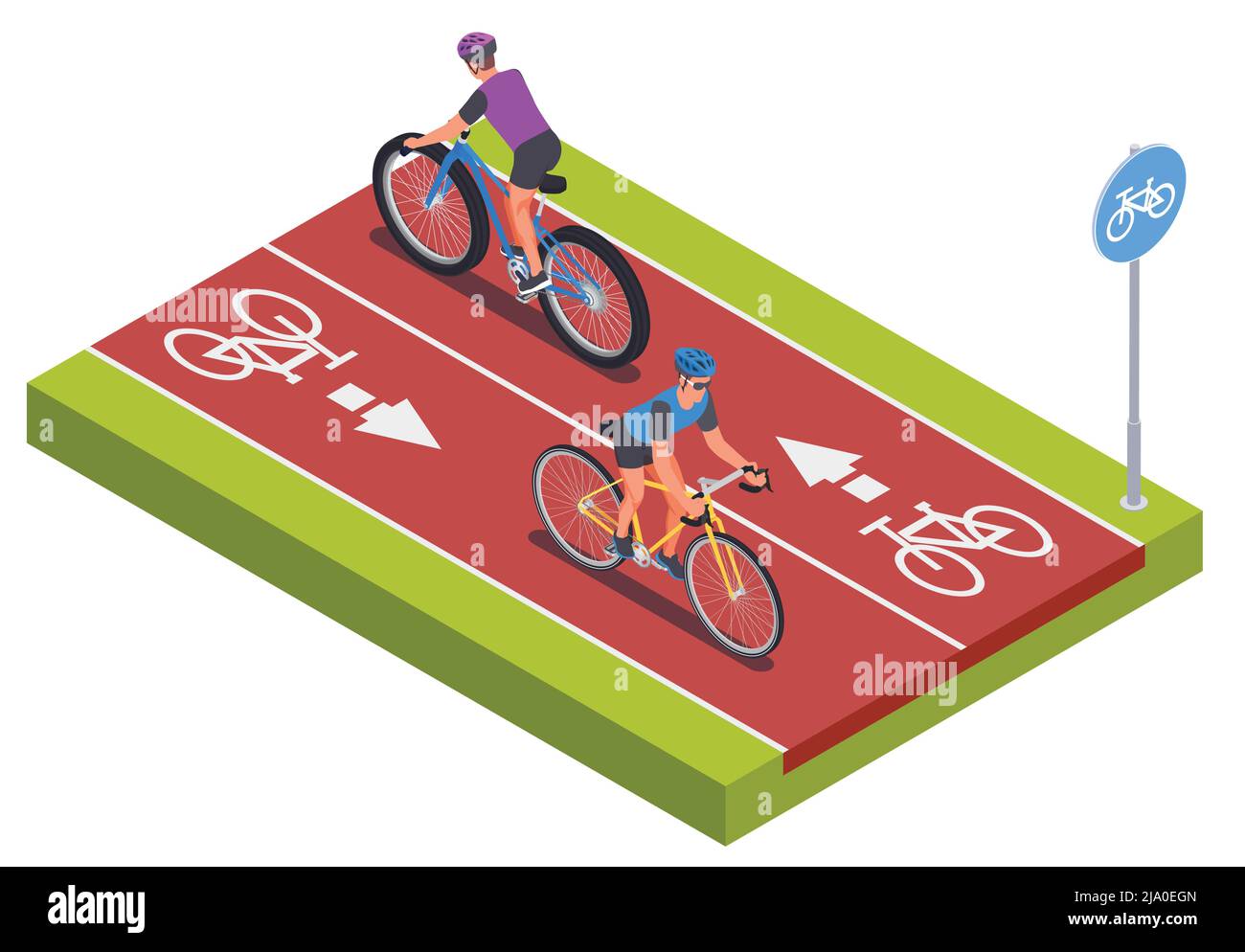 Cycling sport isometric concept with recreational track symbols vector ...