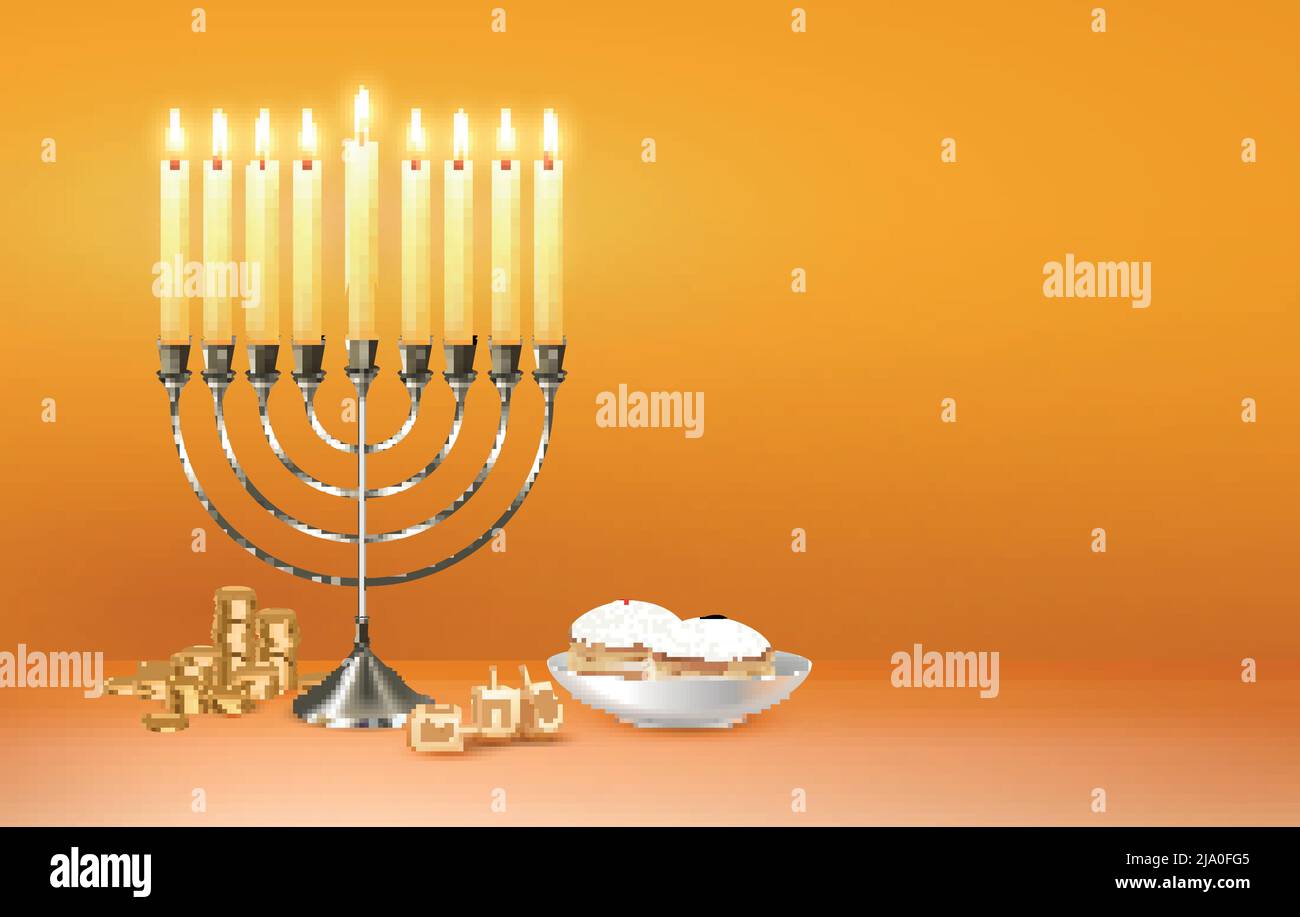 Happy hanukkah jewish festival celebration greeting with menora ...