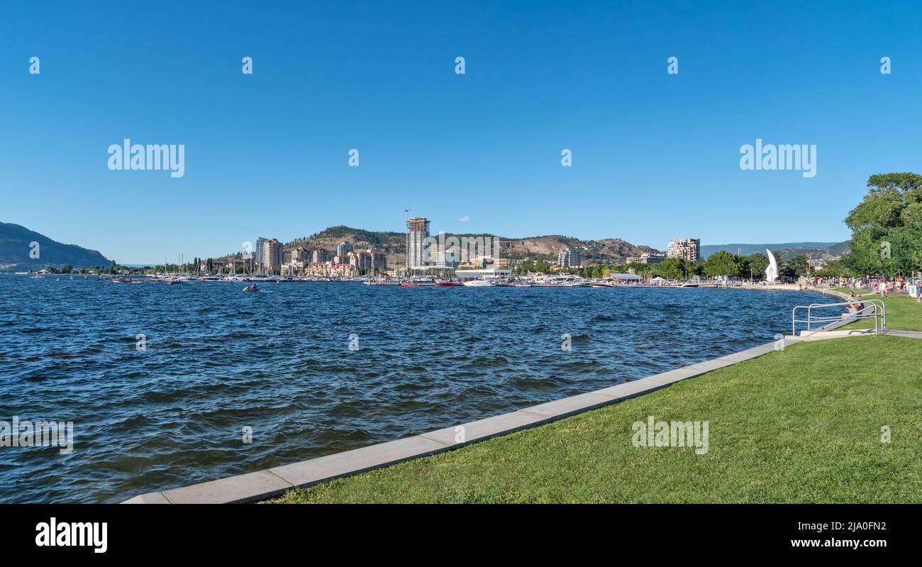 Waterfront walkway through the park in downtown of Kelowna Stock Photo ...
