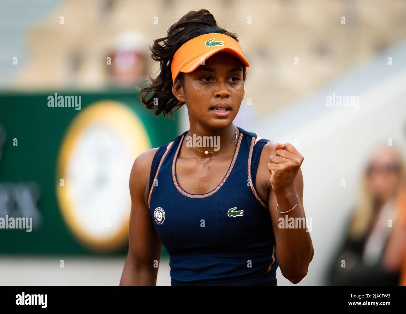 Tessah Andrianjafitrimo of France in action against Karolina Pliskova ...