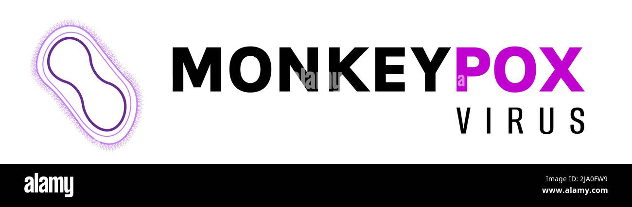 Monkeypox virus icon and text isolated on white background. Vector ...