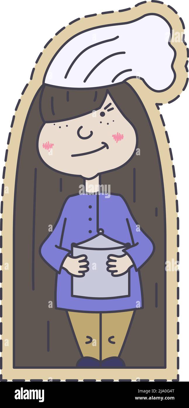 Cute funny chef cook girl character sticker Stock Vector Image & Art ...
