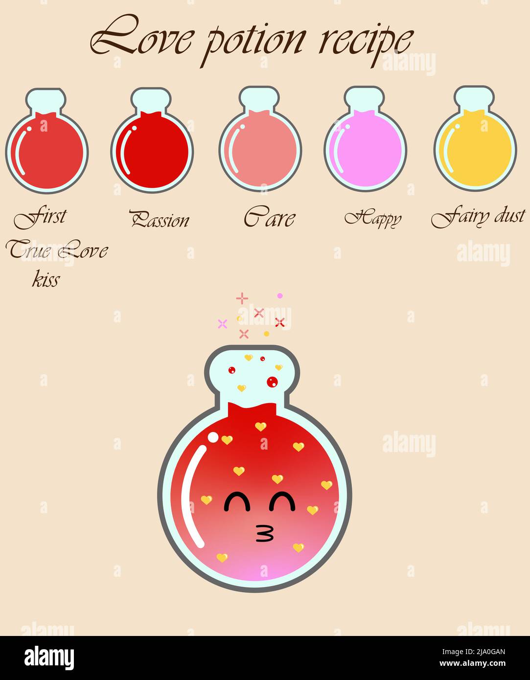 Love potion Witchcraft book page. Magic potion recipe Stock Vector ...