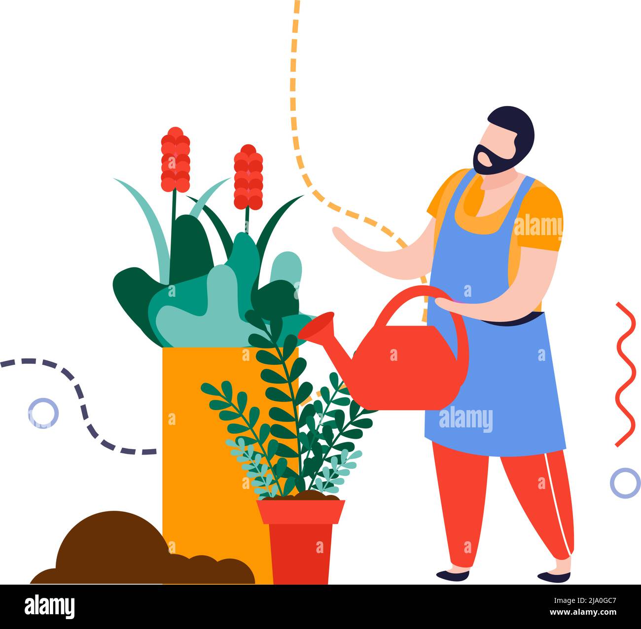Watering plant pots Stock Vector Images - Alamy