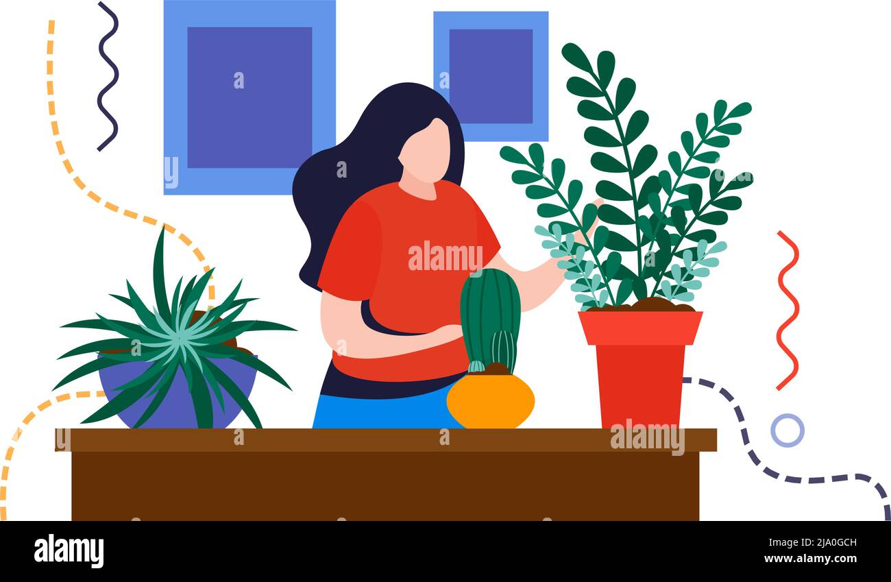 Caring for houseplants Stock Vector Images - Alamy