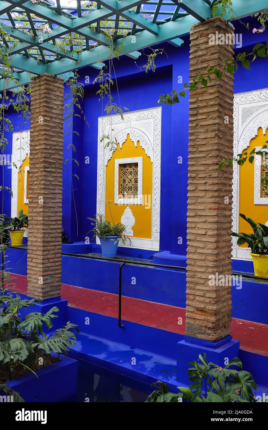 Blue Villa House in Majorelle Garden in Marrakech City, Morocco Stock ...