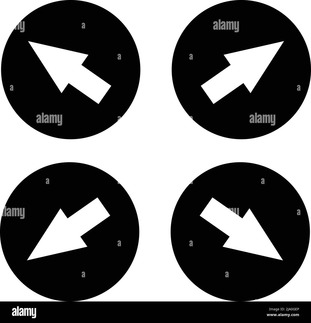 Round arrow icon set in the diagonal four direction. Editable vector ...