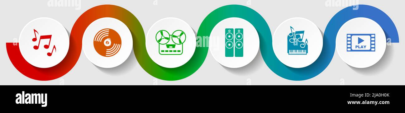 Music, entertainment concept infographic vector template, media flat ...