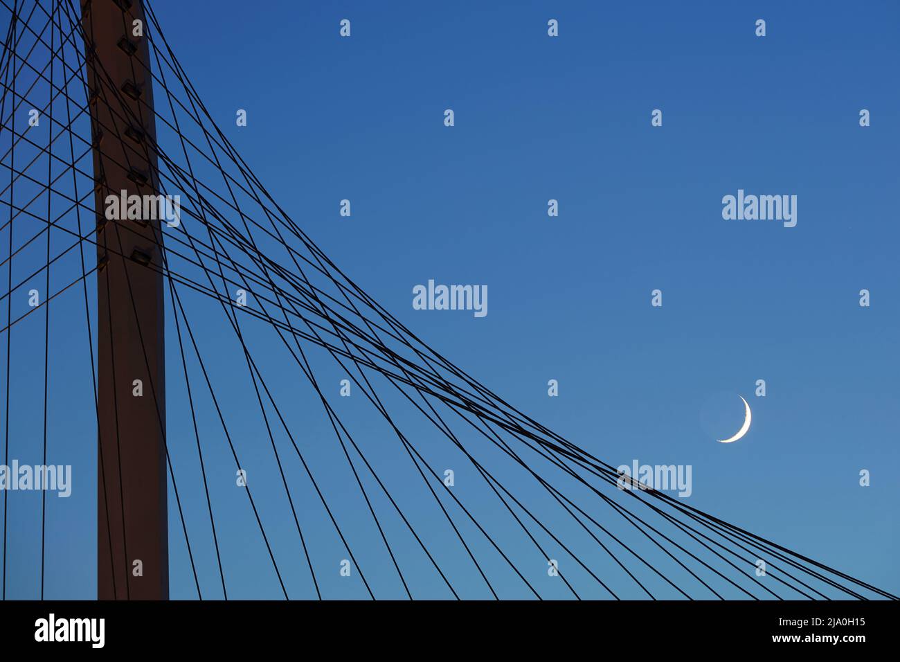 Detail of the "Calatrava Bridge" with the moon, Reggio Emilia, Emilia ...