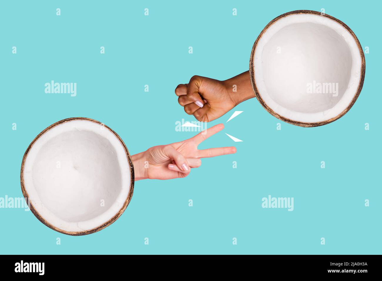 Creative 3d photo artwork graphics collage of two palms playing game ...