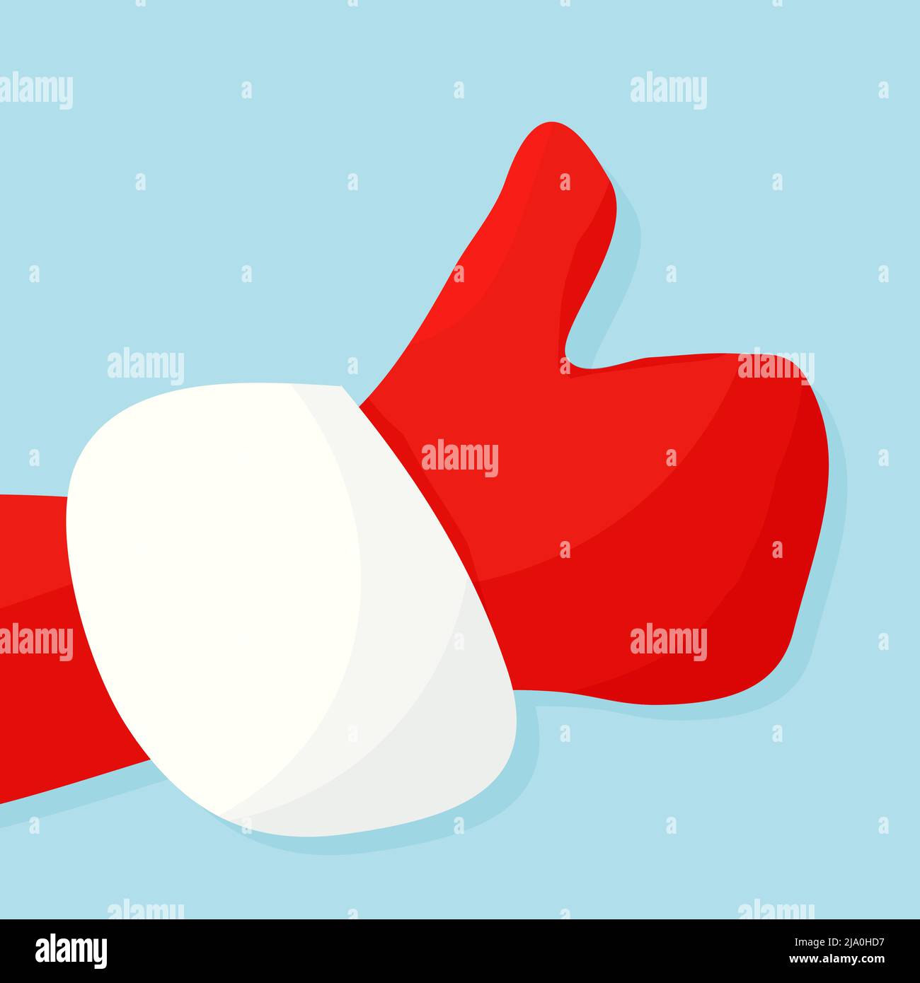 Hand in Santa costume glove showing a gesture thumbs up. Vector ...