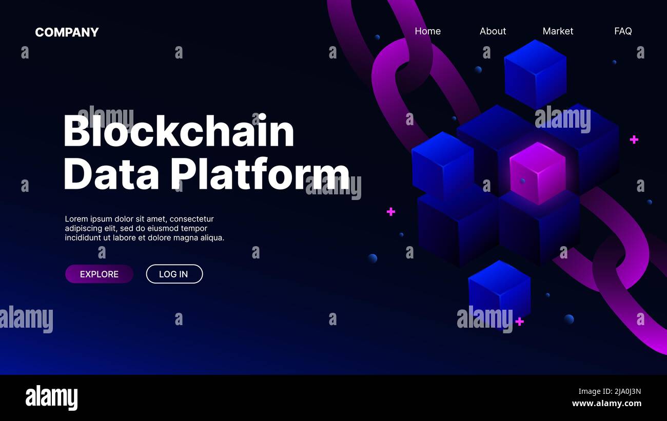 Blockchain Data Platform. Landing Page Template. Vector illustration ...