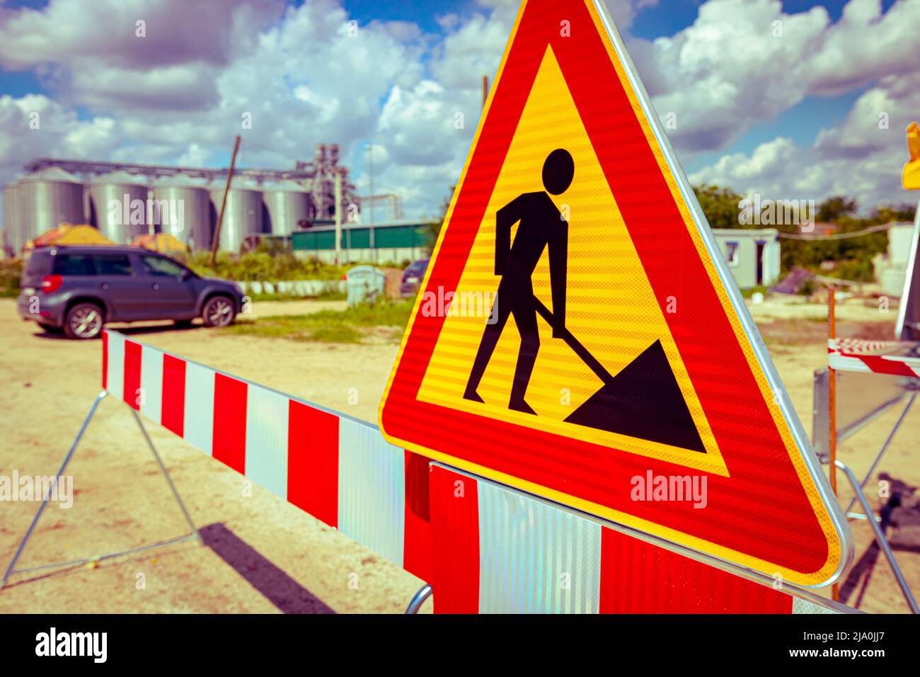 Work in progress, triangle sign with boundary, caution symbol on ...