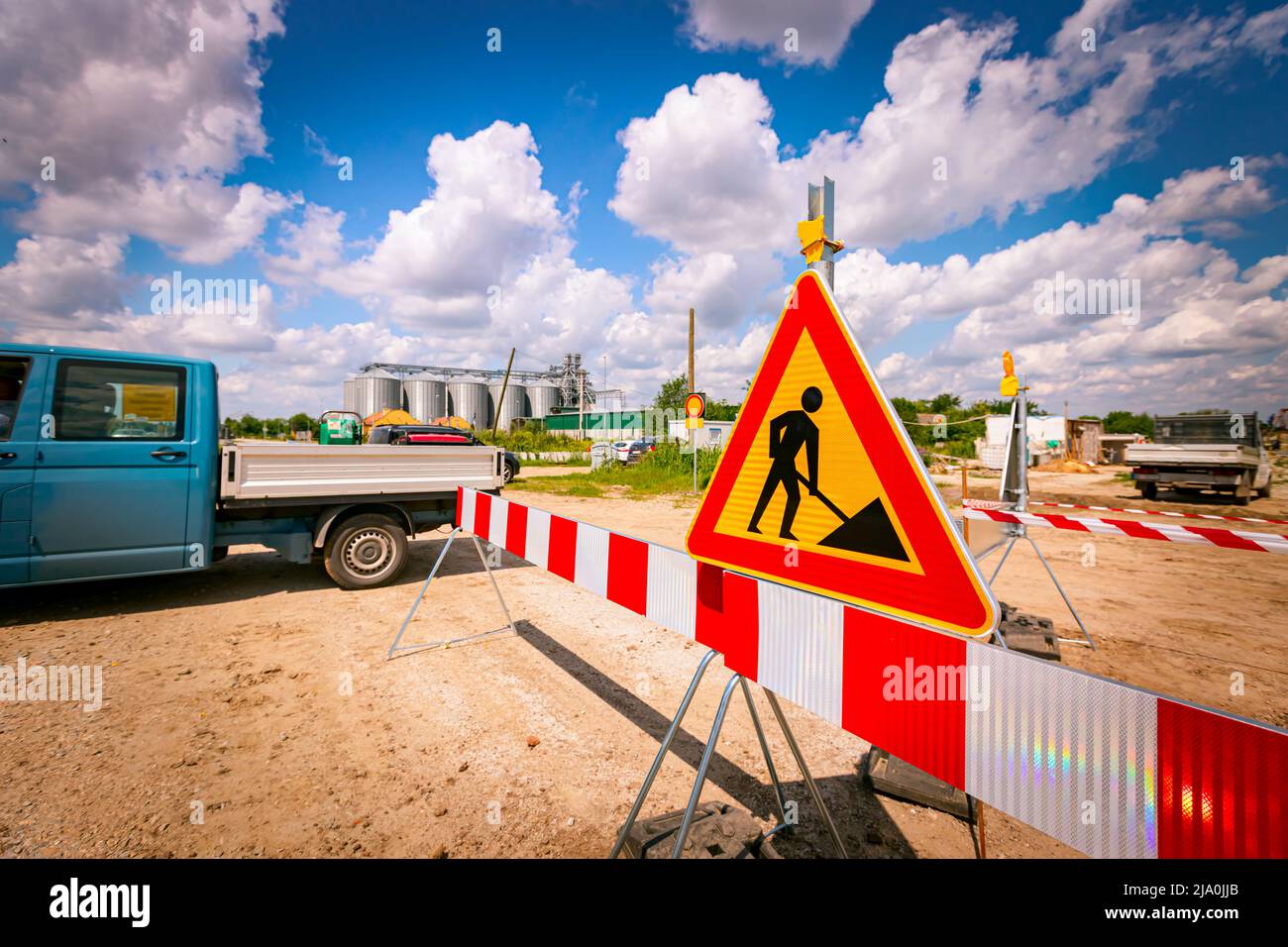 Work in progress, triangle sign with boundary, caution symbol on ...