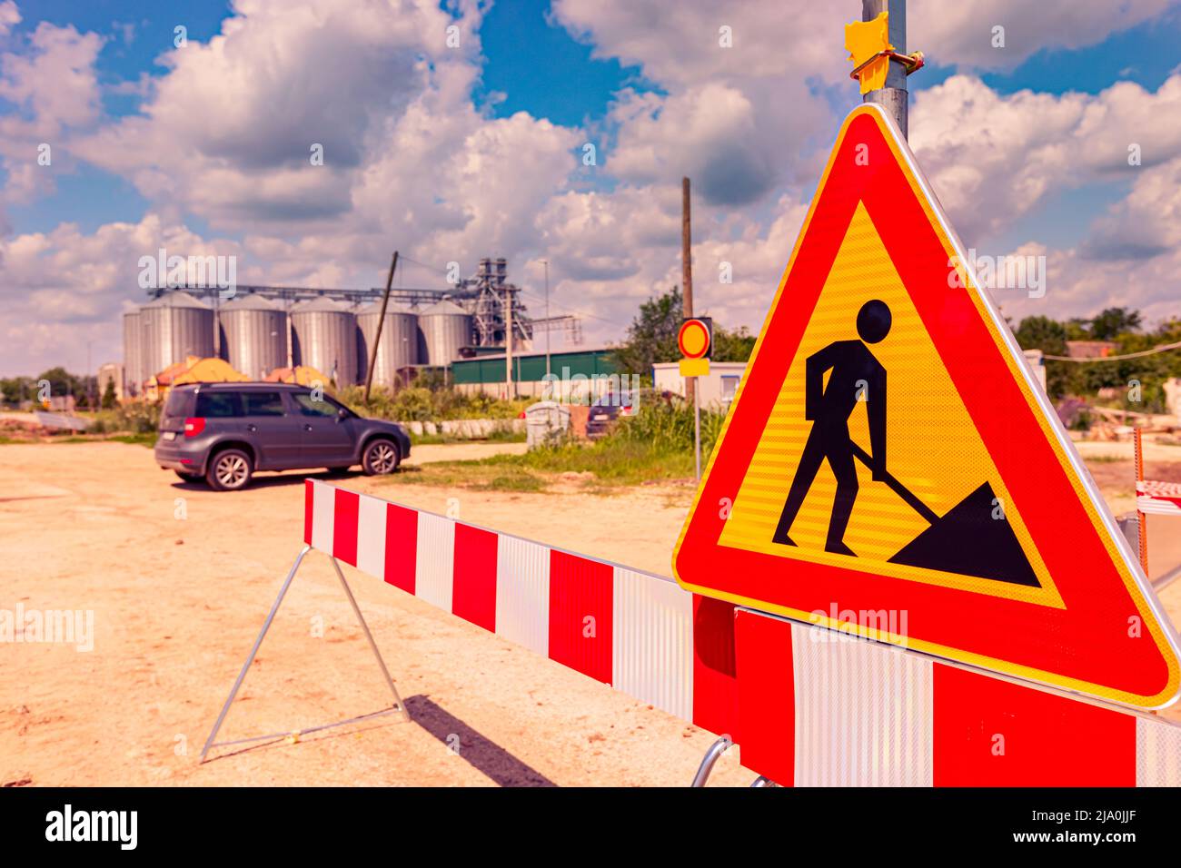 Work in progress, triangle sign with boundary, caution symbol on ...