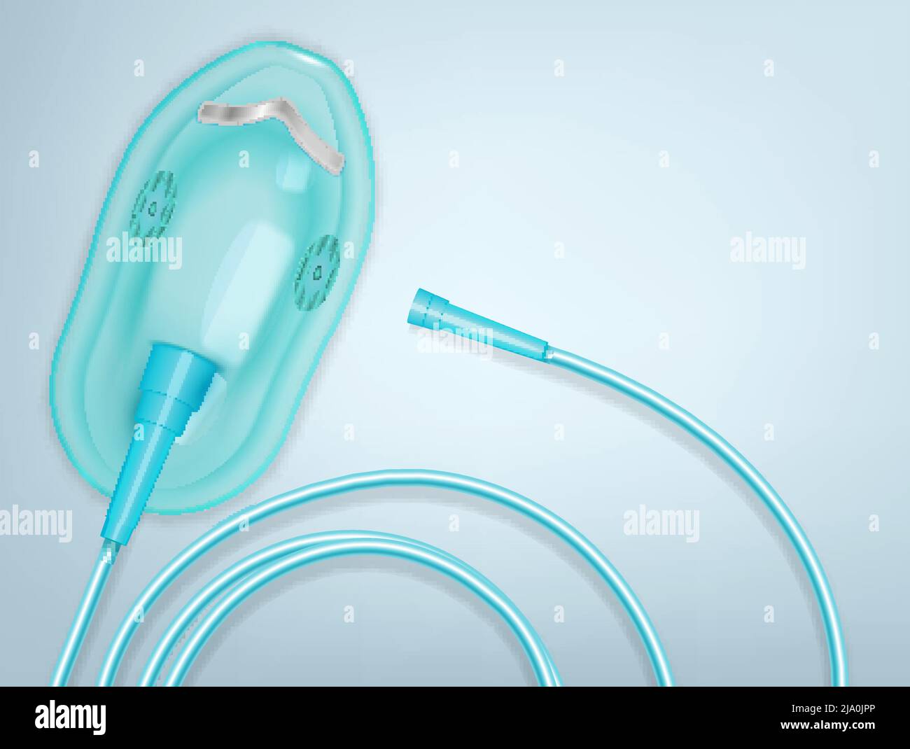 Oxygen tank and mask realistic composition with image of medical ...