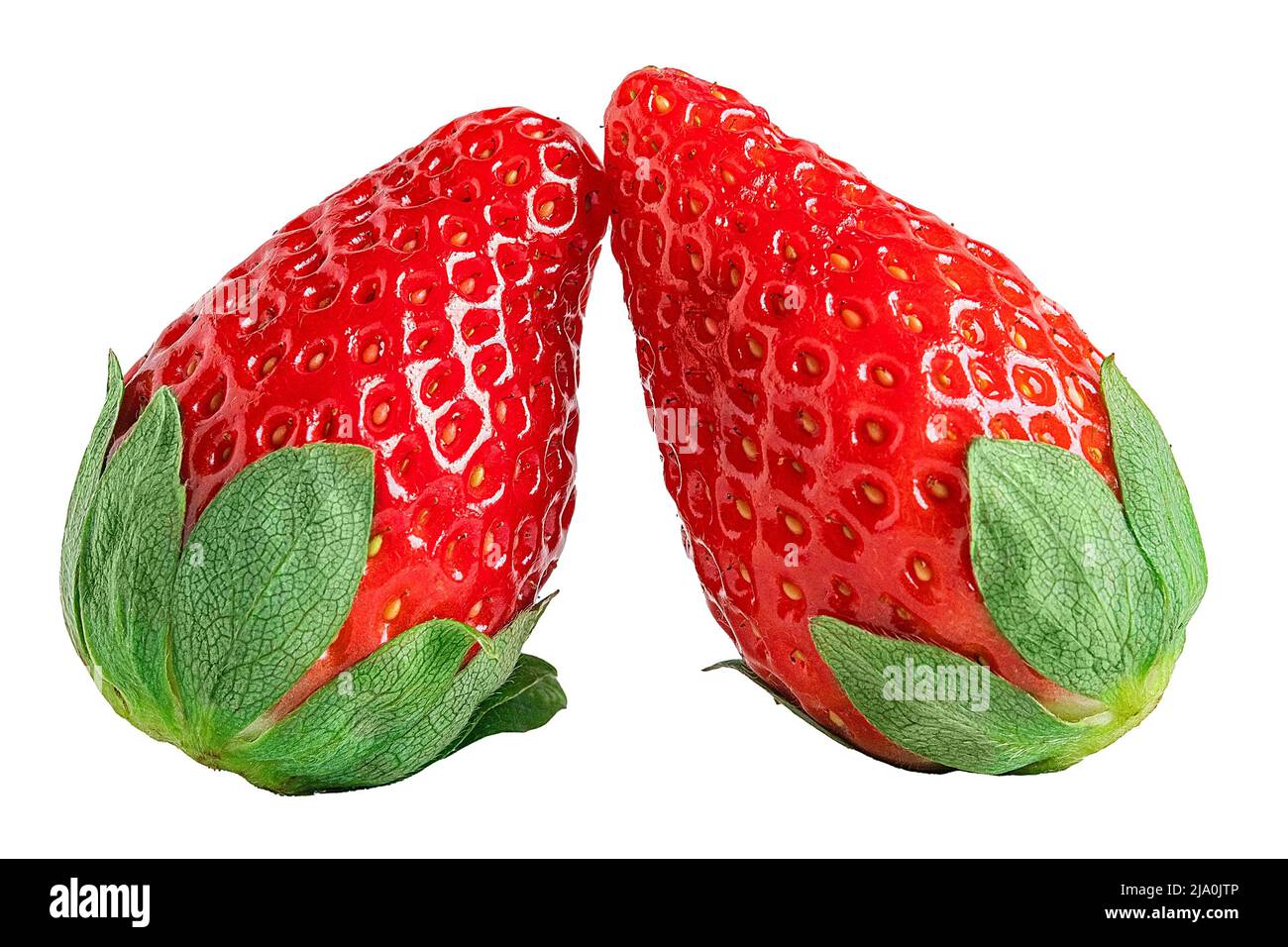 Two strawberries close up isolated on white background Stock Photo - Alamy
