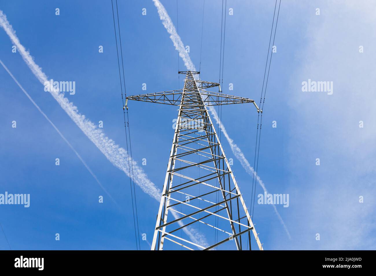 High voltage pole or High voltage electricity tower and transmission ...