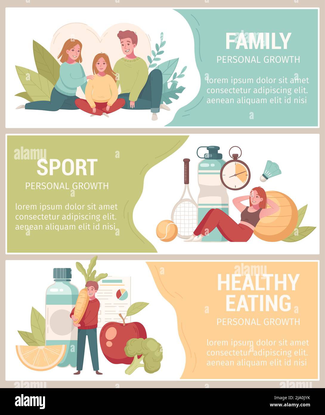 Personal growth self development composition of three horizontal ...