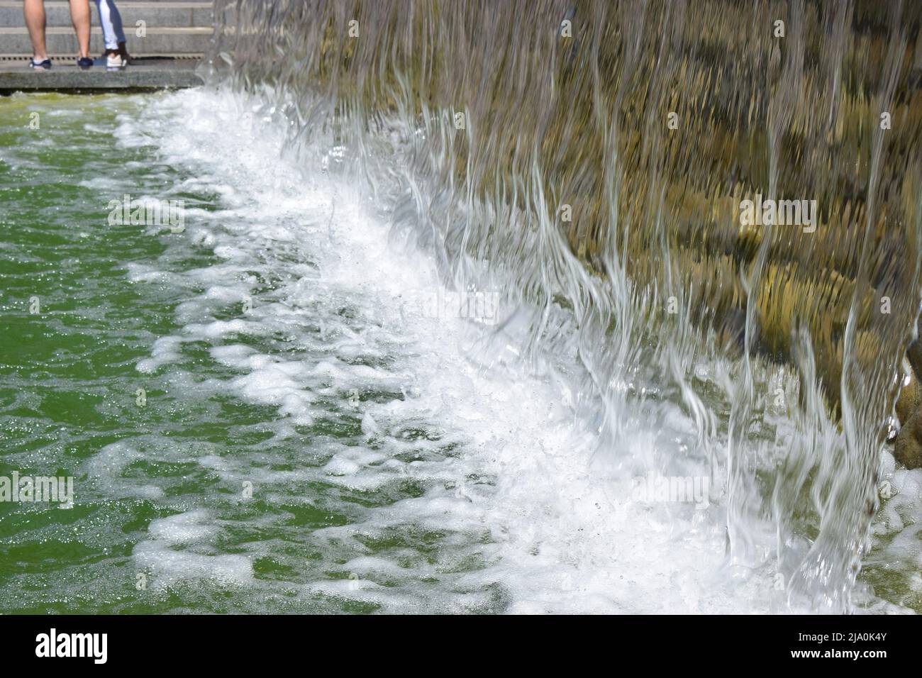 landscape of beautiful Artificial waterfall in garden at the public ...
