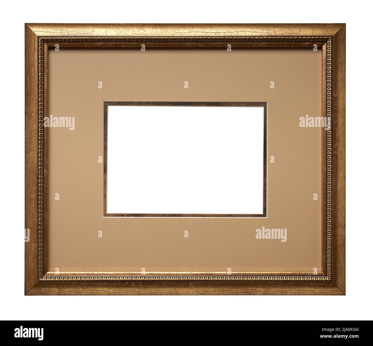 Golden picture frame isolated on white background. Rectangle gold frame ...