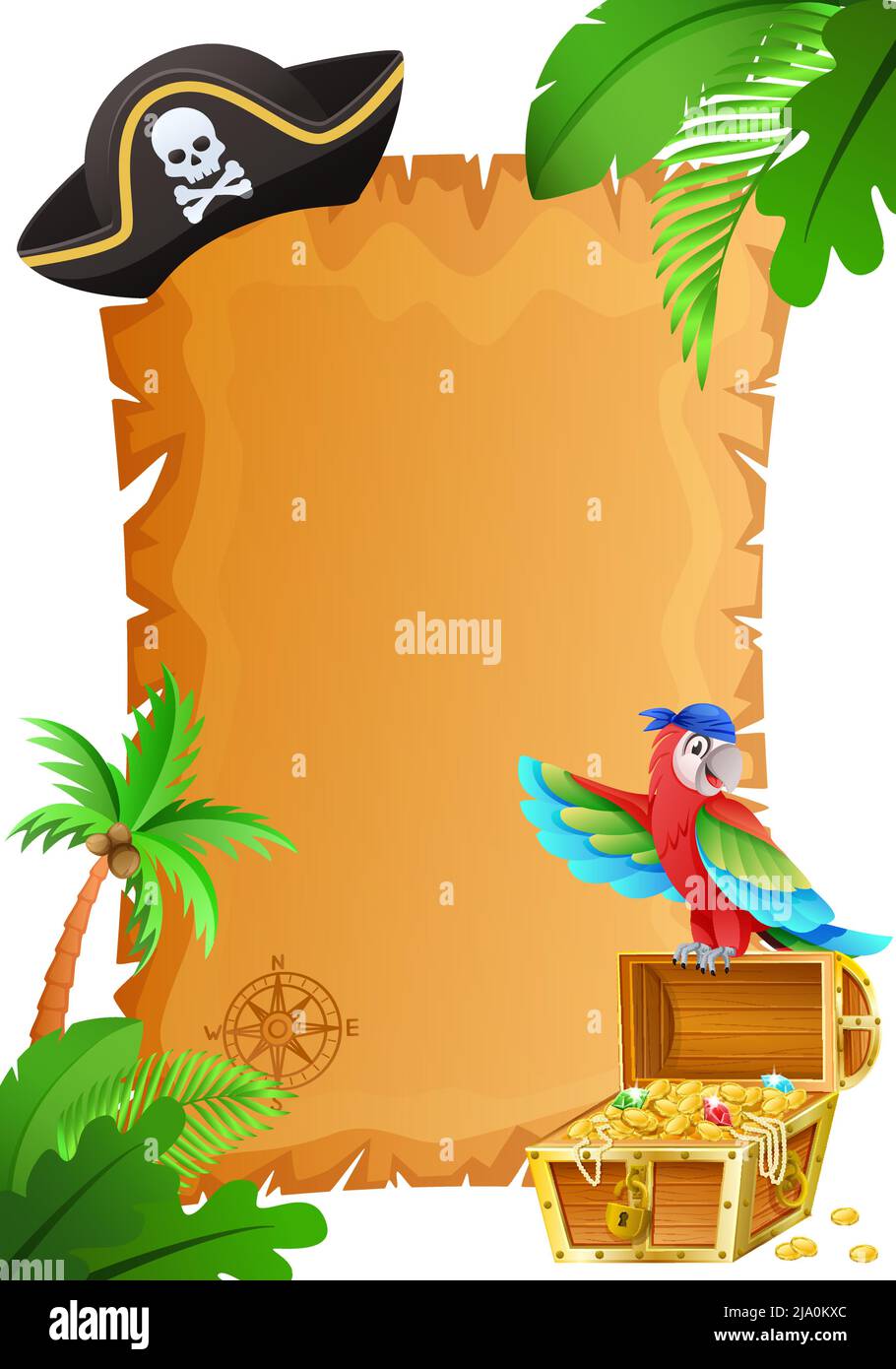 Printable Pirate Treasure Map Cartoon Antique Treasure Map. Cartoon