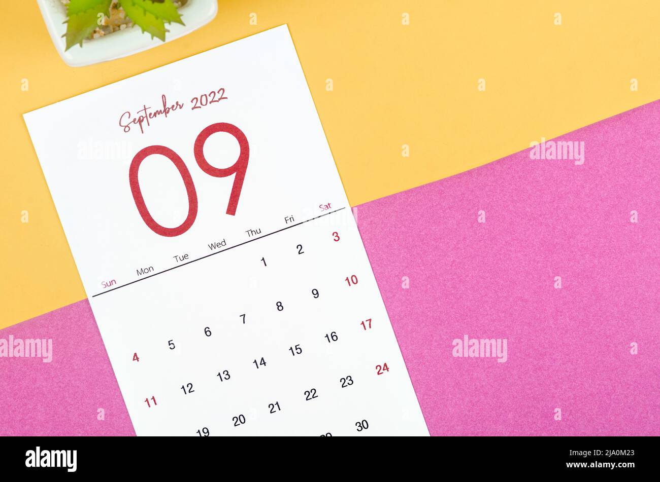 The September 2022 calendar on multicolored background Stock Photo - Alamy