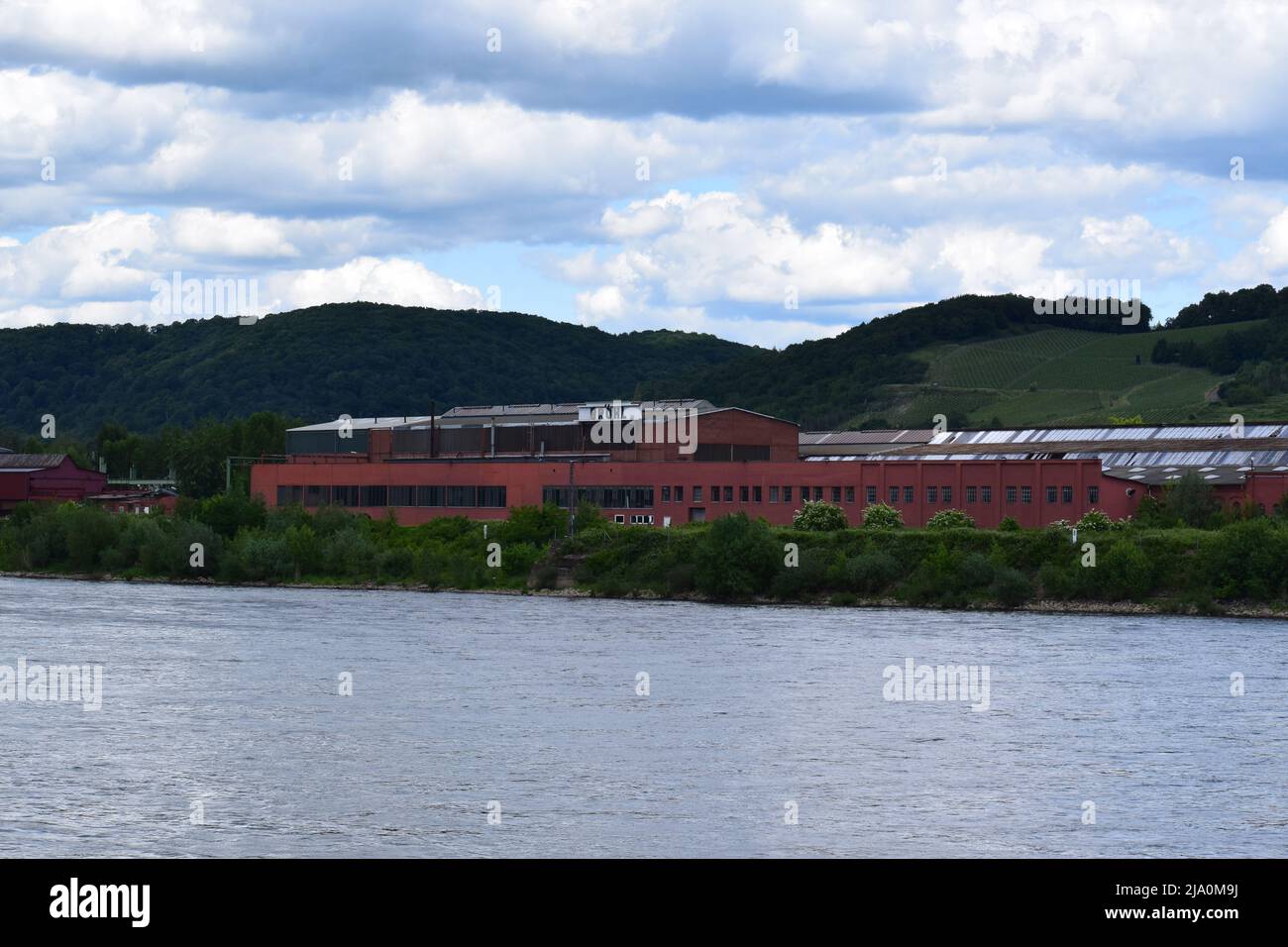 red old factory building at the Rhine Stock Photo - Alamy