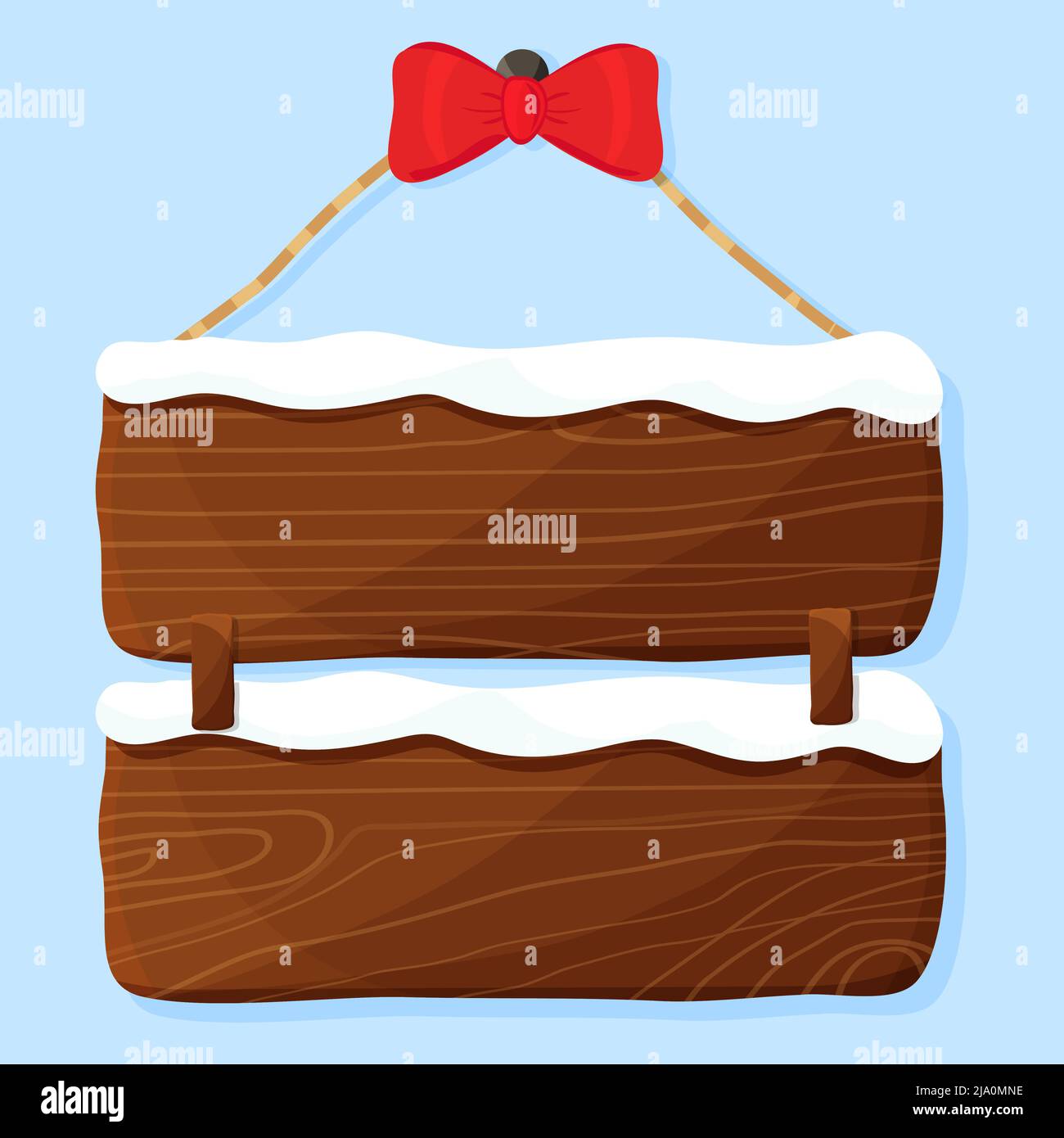 Christmas wooden sign decorated with snow hanging on the wall. Vector ...