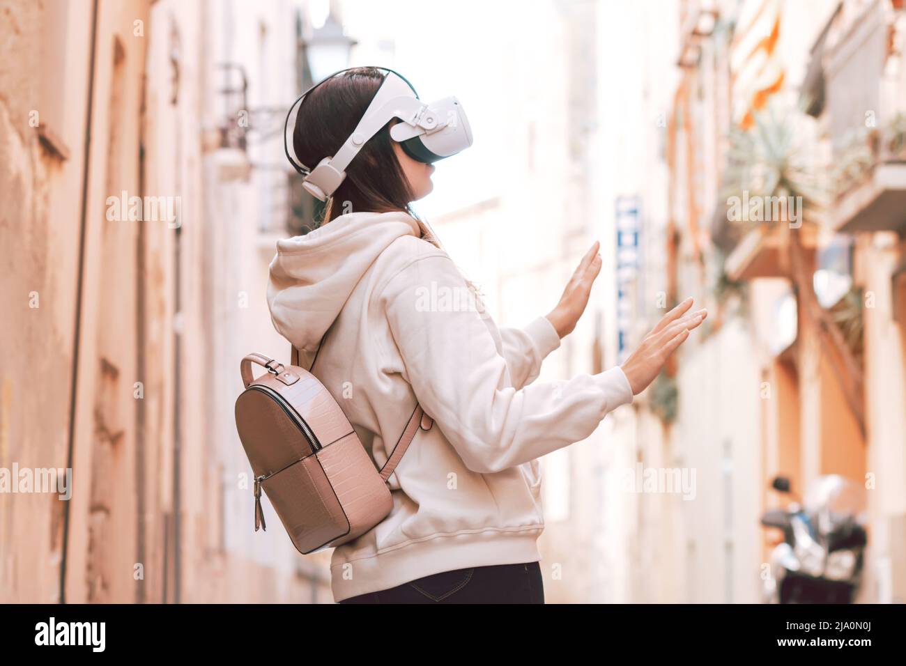 Woman traveler in virtual hi-res stock photography and images - Alamy