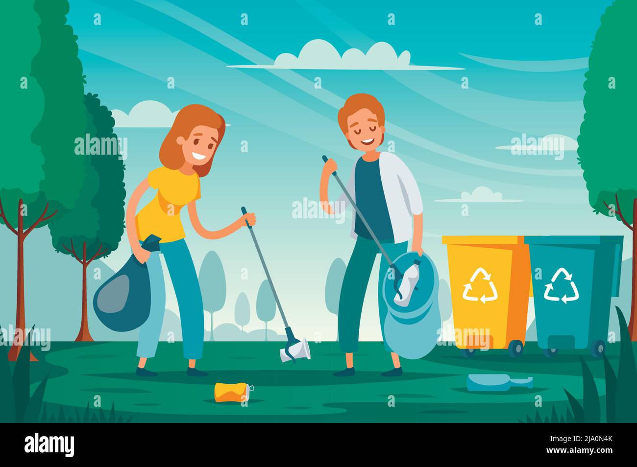 Modern garbage collection waste sorting flat composition with ...