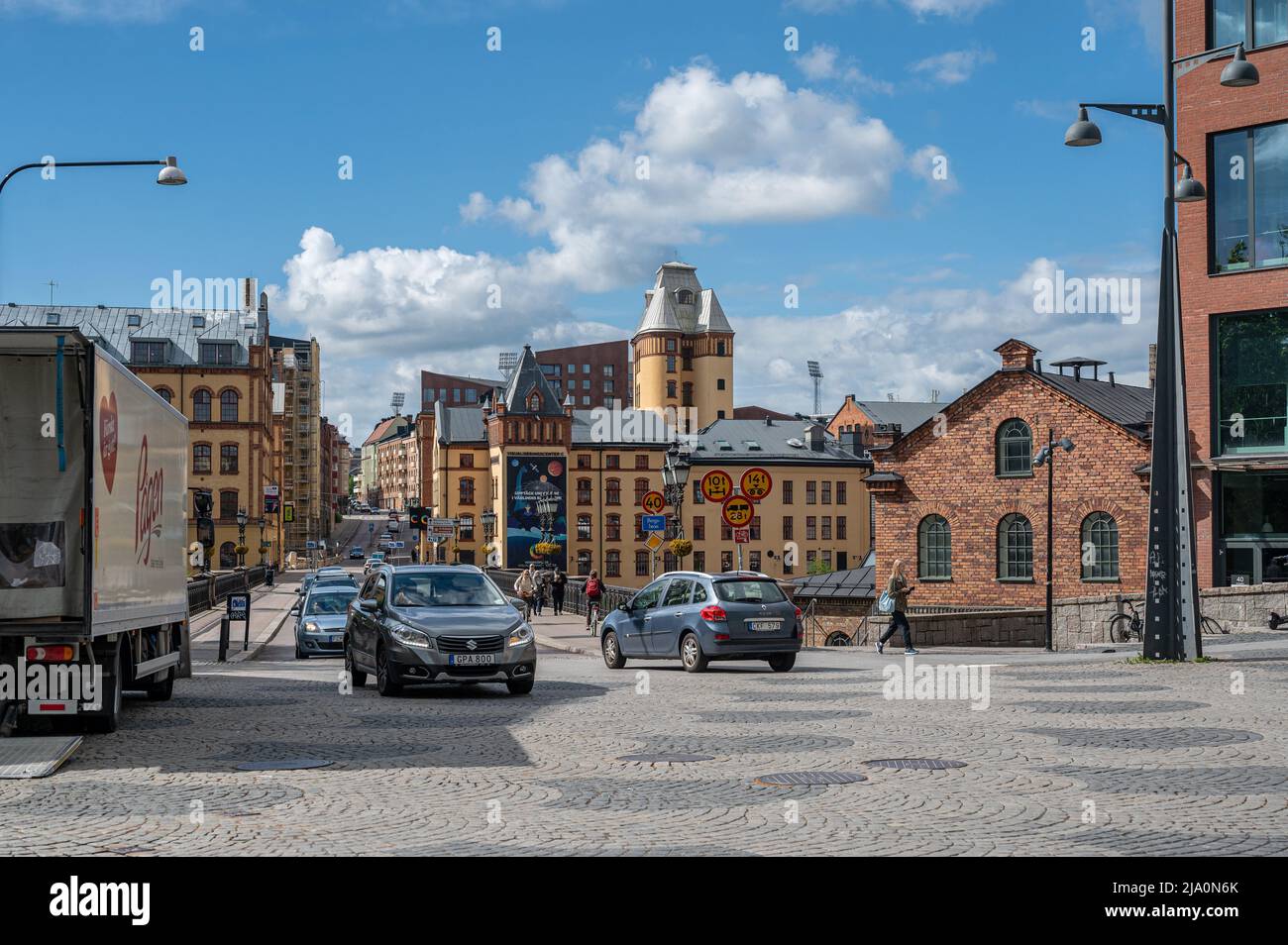 The old industrial landscape and busy street Kungsgatan viewed from ...