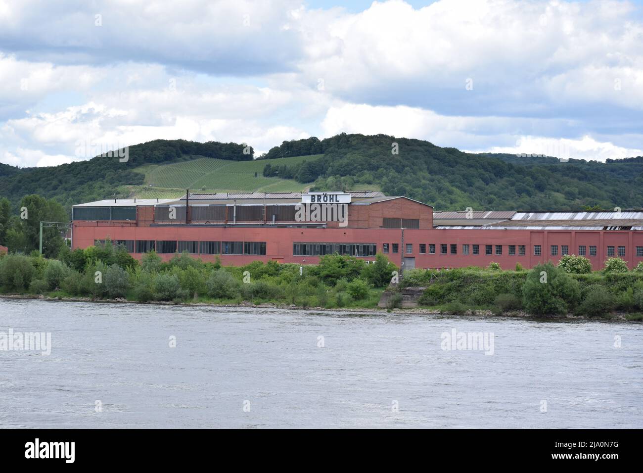 red old factory building at the Rhine Stock Photo - Alamy