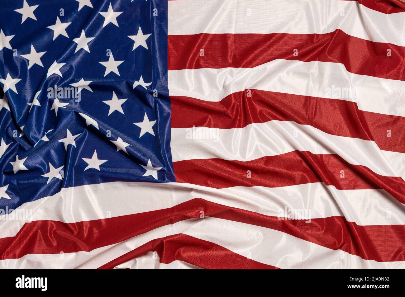 Close up crumpled flag of the USA. National flag of United States of ...