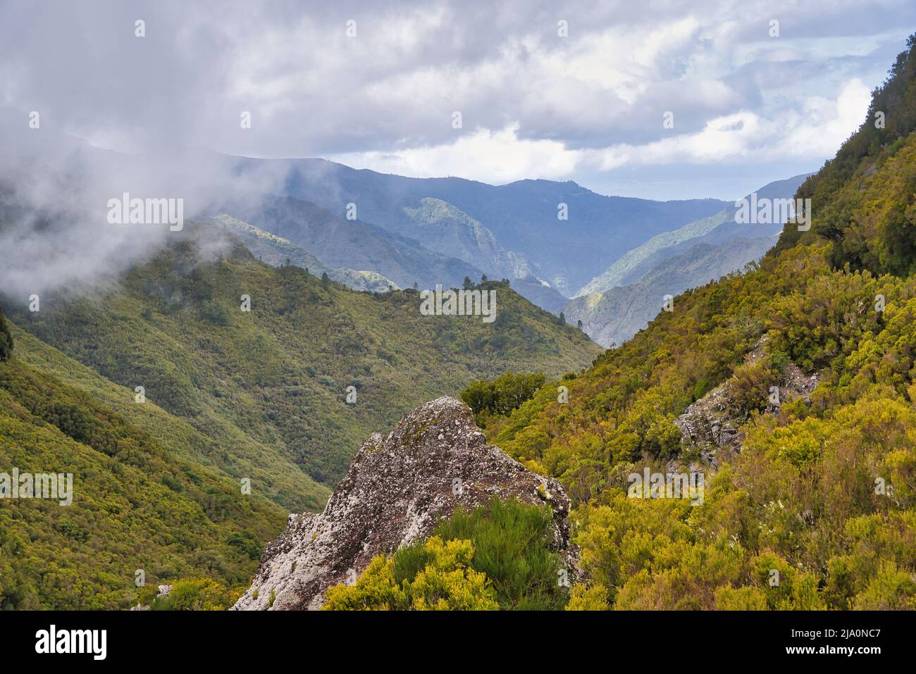 The magnificent inland of the island of Madeira, Portugal, clouds Stock ...